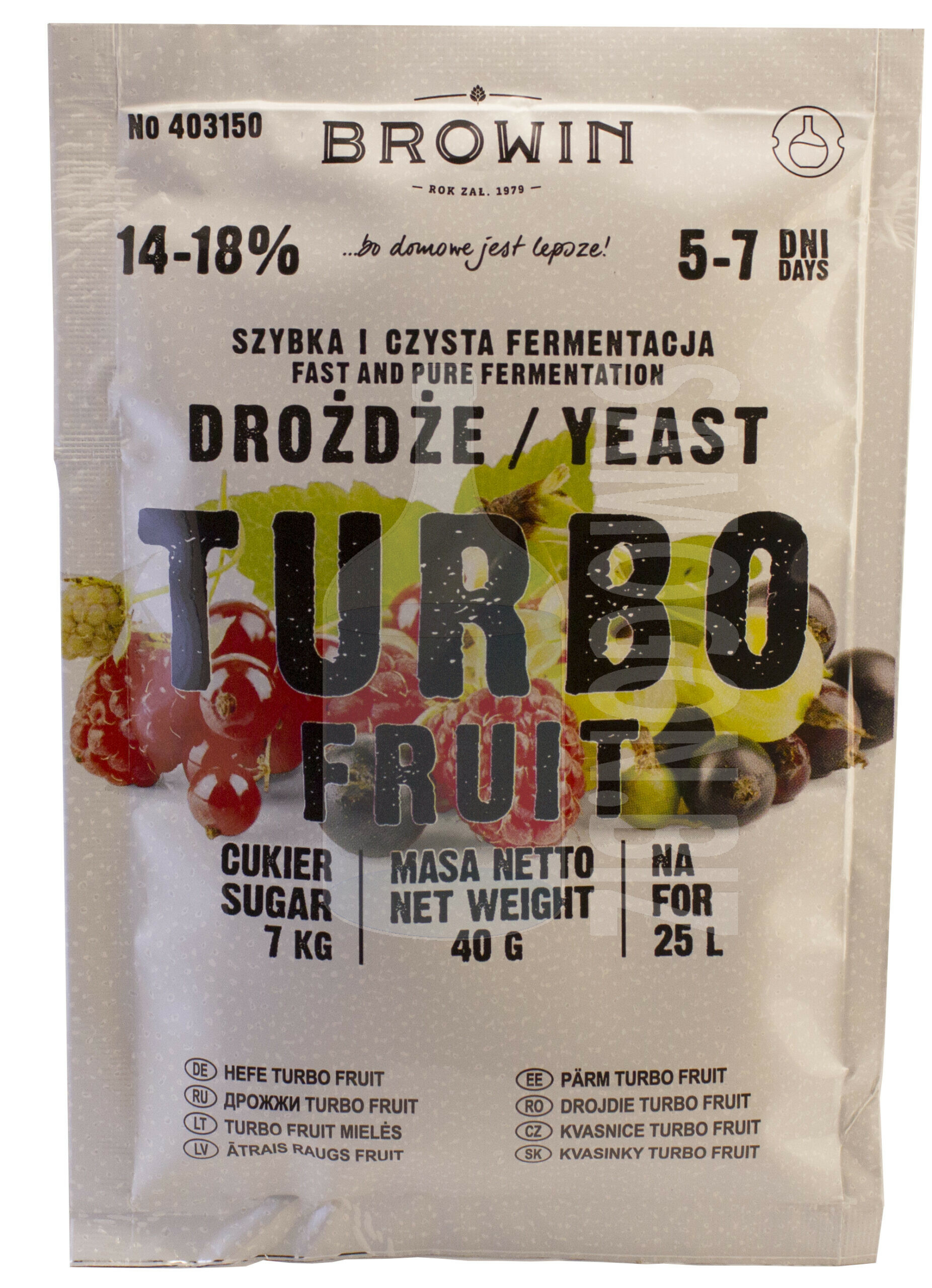 Browin Yeast Turbo Fruit 40g - турбо дрожжи для фруктовых